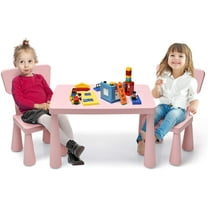 Gymax Little Children's Pink Table & 2 Chairs Set for Girls - Toddler ...