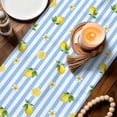 Cute Lemon Floral Table Runner 72 Inches, Farmhouse Blue White Striped ...
