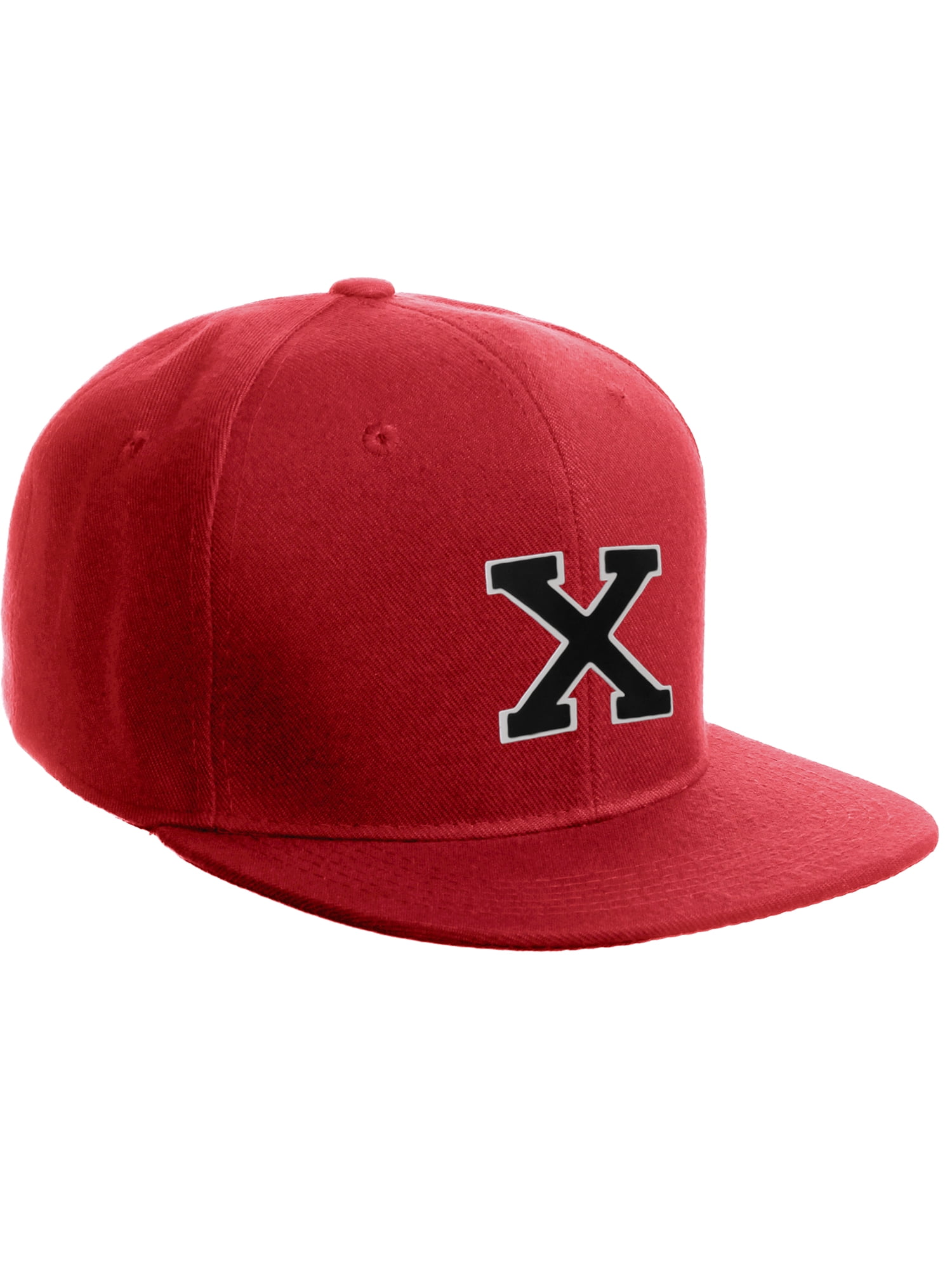Classic Snapback Hat Custom A to Z Initial Letter Flat Bill, Red Cap ...