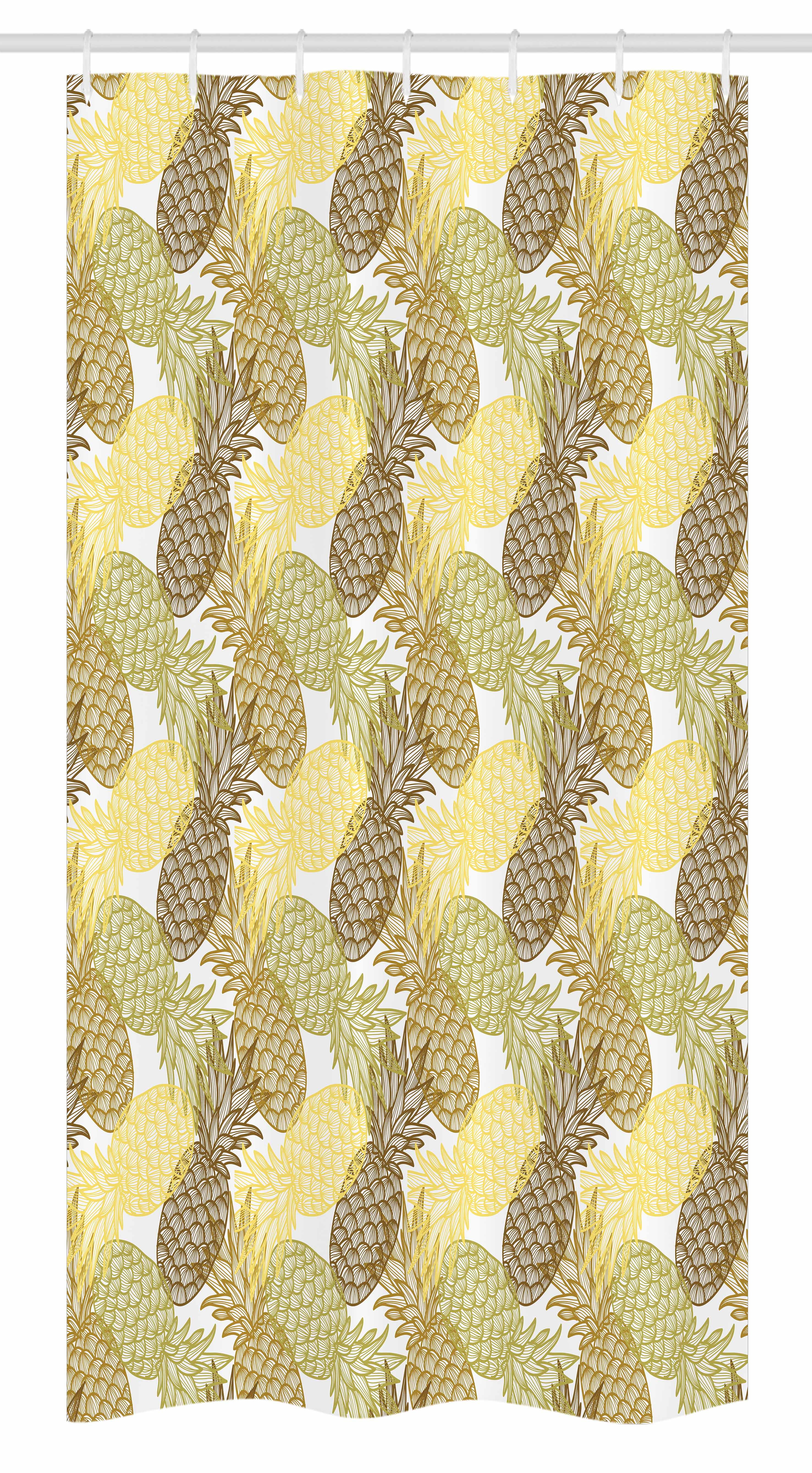 Pineapple Stall Shower Curtain, Summer Themed Overlapping Curving ...