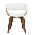 Wood and White Faux Leather Mid-Century 18-Inch Seat Height Dining ...