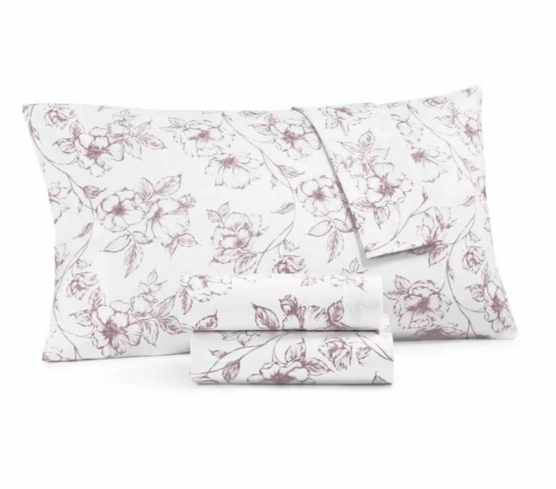 Martha Stewart Collection 400 Tc 100 Cotton Percale Floral 4 Pc Sheet