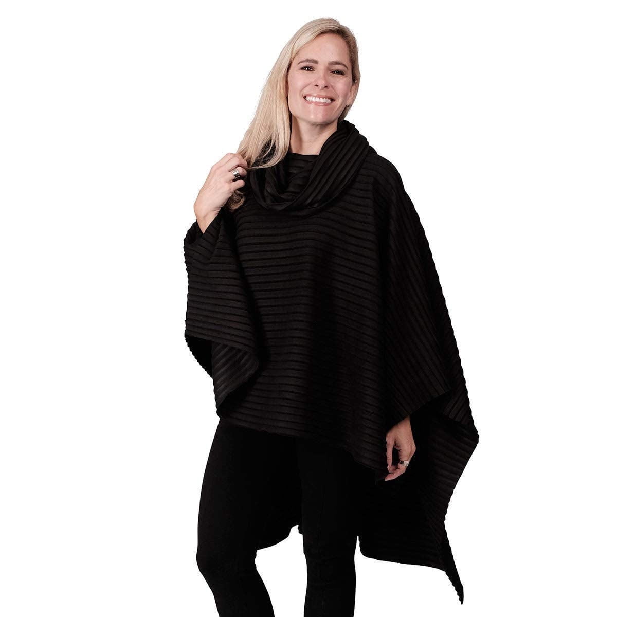 Le Moda Women’s Pleated Poncho with Shawl Collar Winter Collection ...