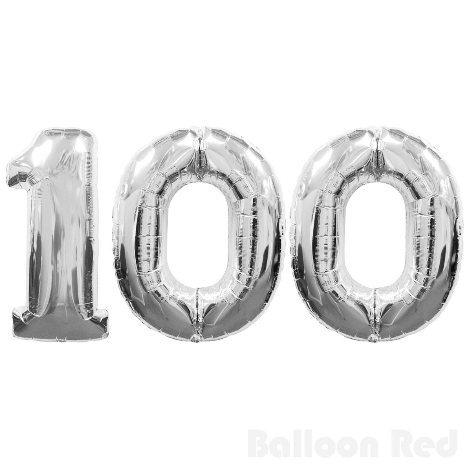 16" 100 Silver Number Balloons 100th Birthday Party Anniversary Foil ...