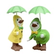 4.7in Duck Garden Statue With Umbrellas - Weatherproof Resin Ornament ...