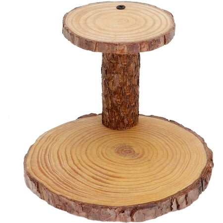 Wood Cupcake Stand 2- Tier Tree Bark Server for Meats Cheeses Crackers ...