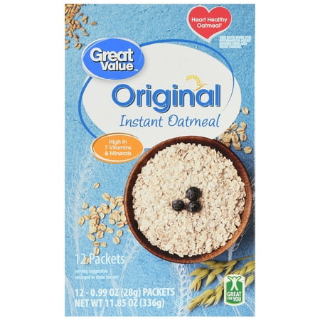Great Value Instant Oatmeal, Original, 11.85 Oz, 12 Ct - Walmart.com