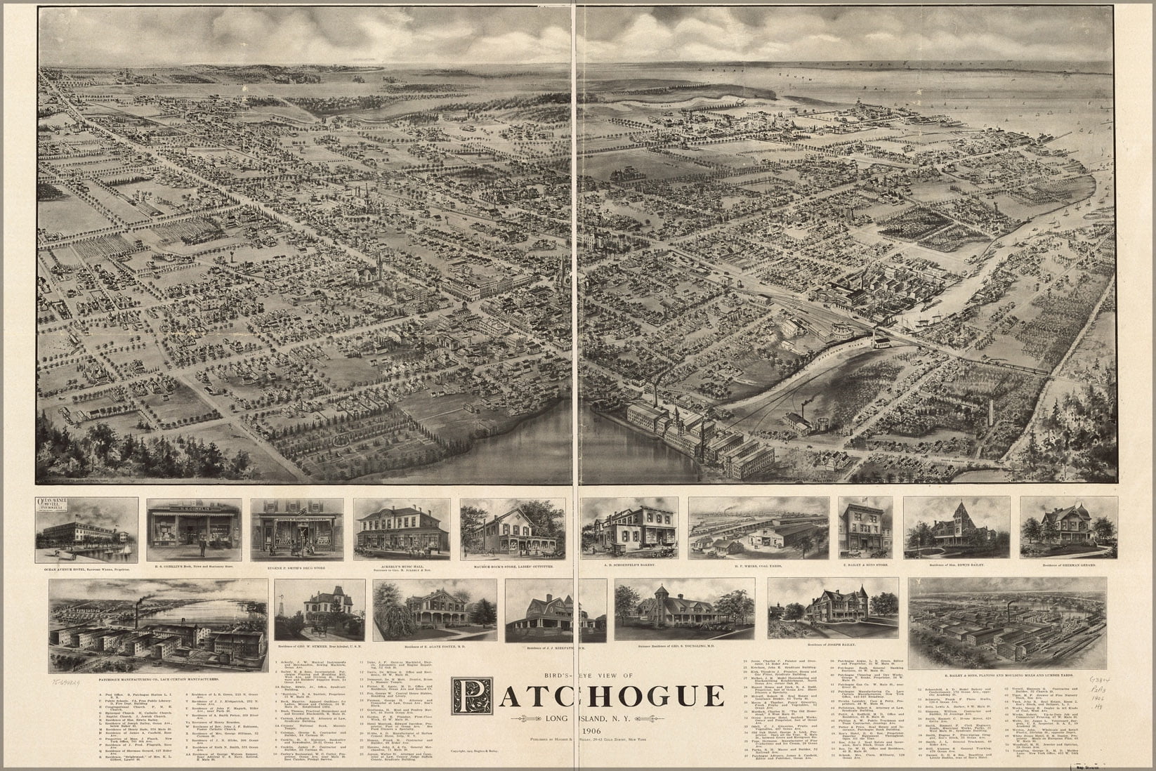 24"x36" Gallery Poster, aerial map of Patchogue Long Island new york ...