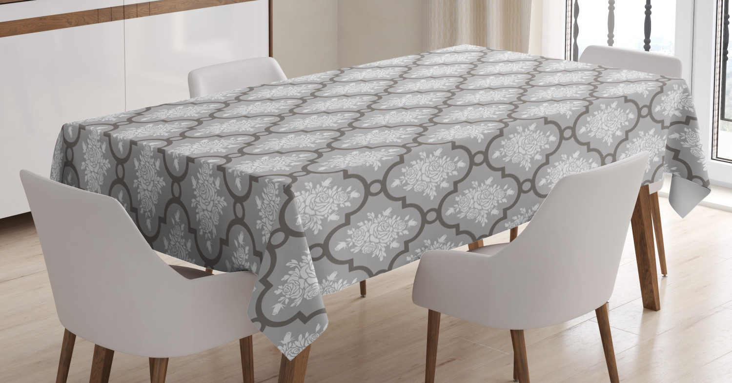 Ambesonne Floral Tablecloth Rectangular Table Cover, Classic Damask ...
