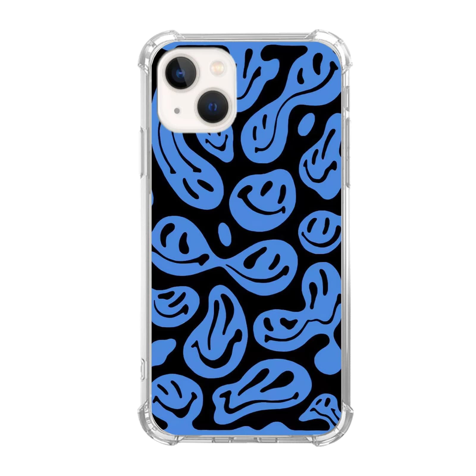 Blue Smiley Face Case for iPhone 13 Mini,Aesthetic Art Design TPU Shock ...