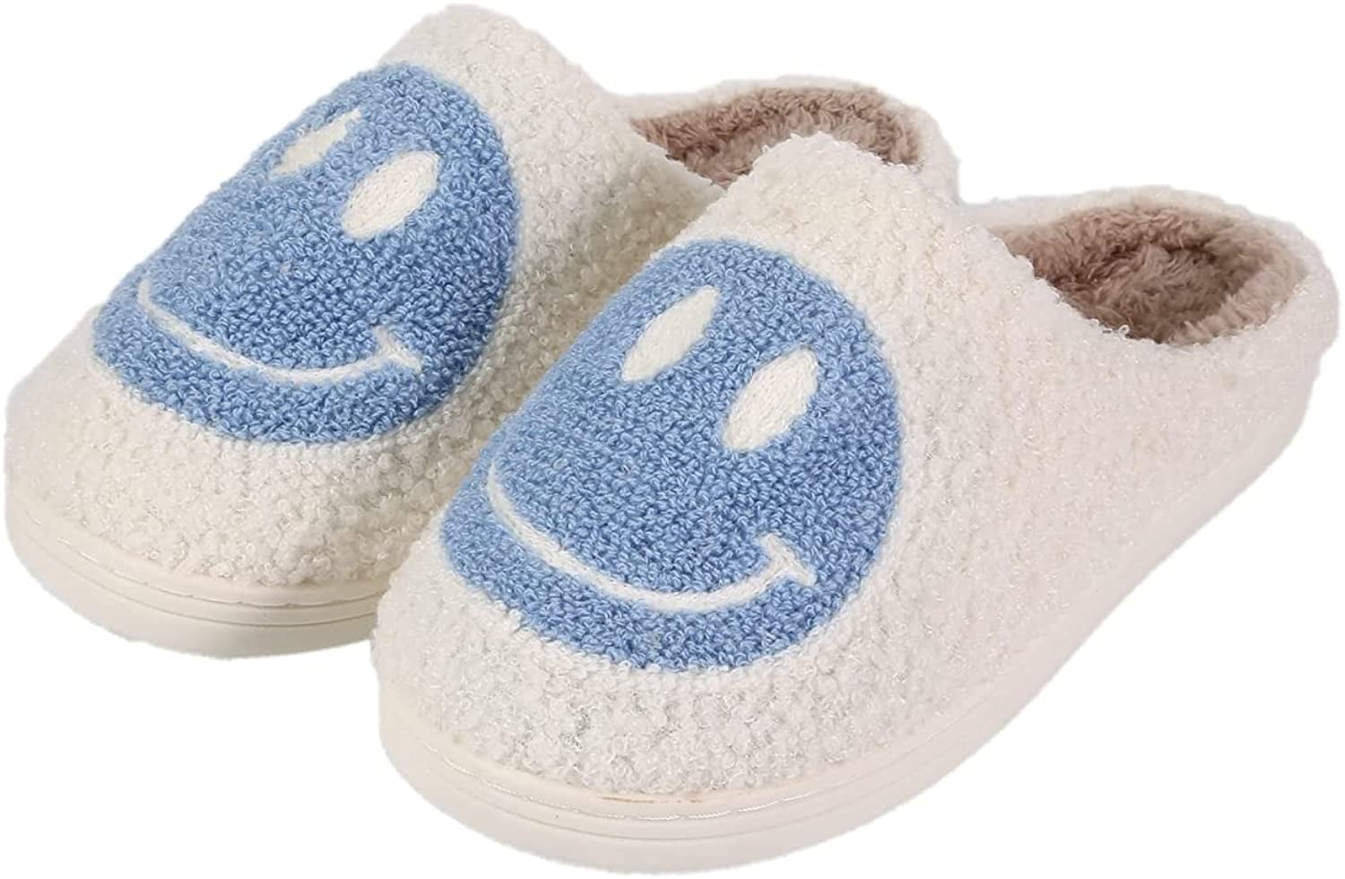 Smiley Slippers Smiley Face Plush Fluffy Slippers Retro Smiley Face ...