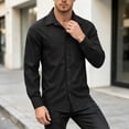 Antinious Men Solid Button Pockets Collar Long Sleeve Business Loose ...