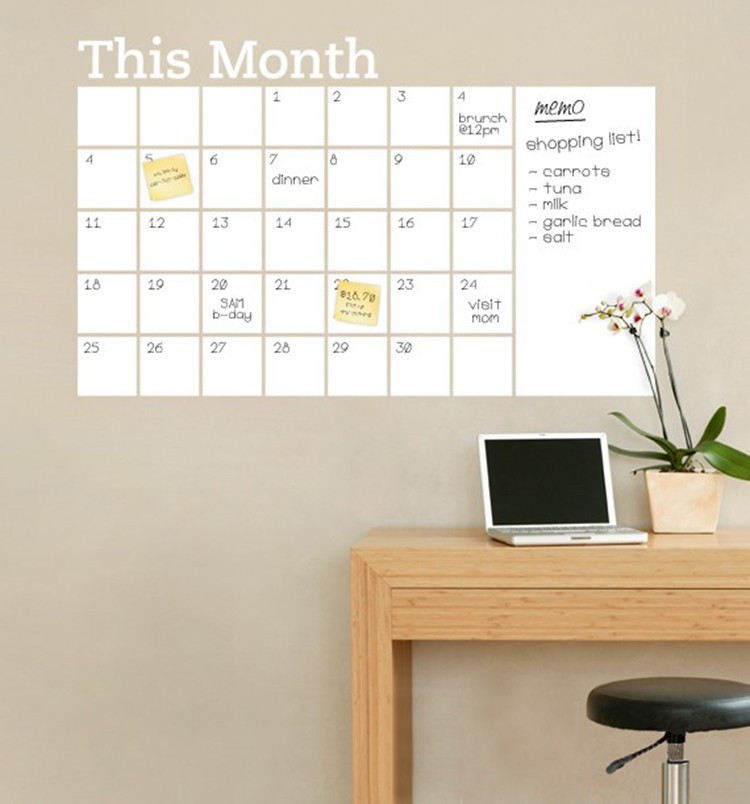 Month Plan Wall Calendar Self-Adhesive Chalkboard Sticker 2019 Planner ...
