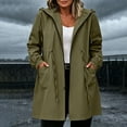 Afuyipoi Women's Hooded Windbreaker Jacket Zipper Pockets Elastic Waist ...
