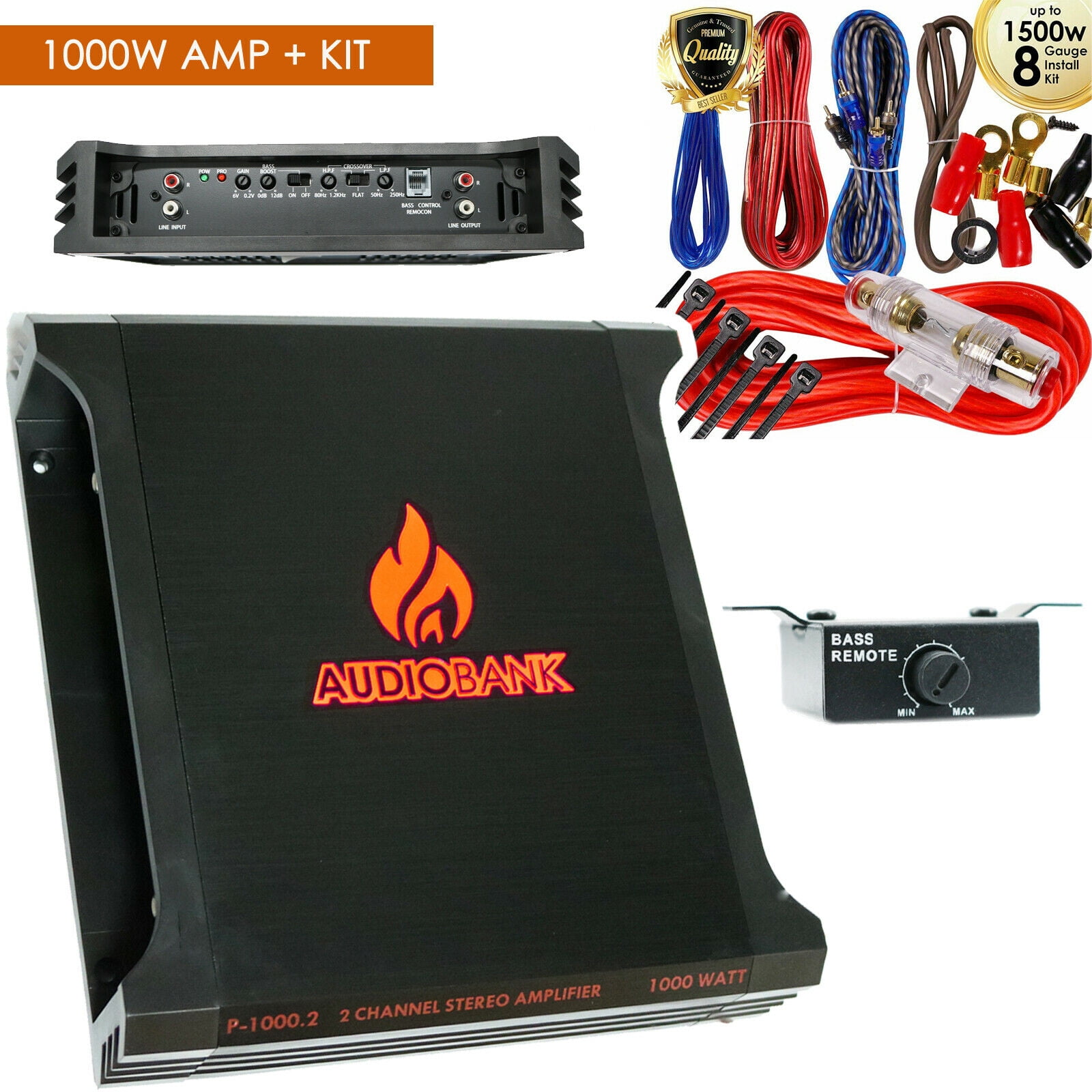 AUDIOBANK 2-Ch 1000 Watt A/B Class Car Audio Stereo BASS Amplifier ...