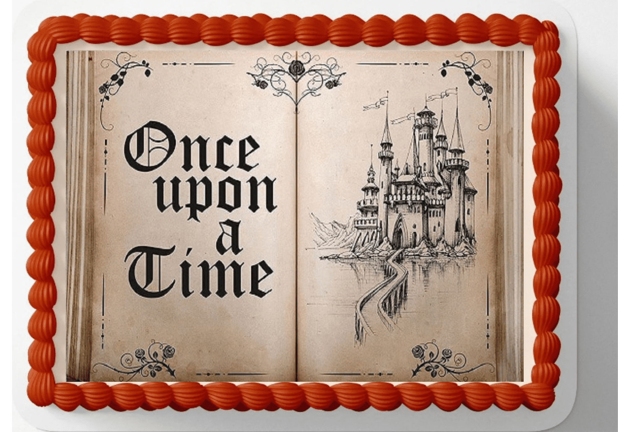 Once Upon A Time Storybook Wedding Edible Cake Topper Birthday Cake ...