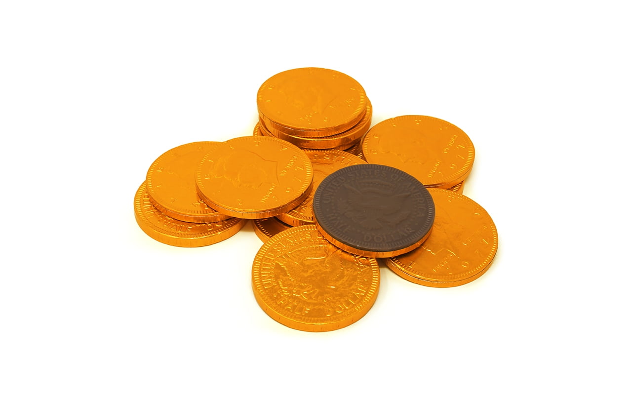 Fort Knox Milk Chocolate 1.5-inch Coins - Orange Foil, 1 lb - Walmart.com