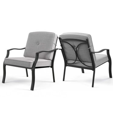 Gymax Set of 2 Patio Chairs Dining Chairs w/ Steel Frame Yard Outdoor ...