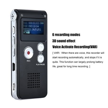 8GB Intelligent Digital Audio Voice Phone Recorder Dictaphone MP3 Music ...