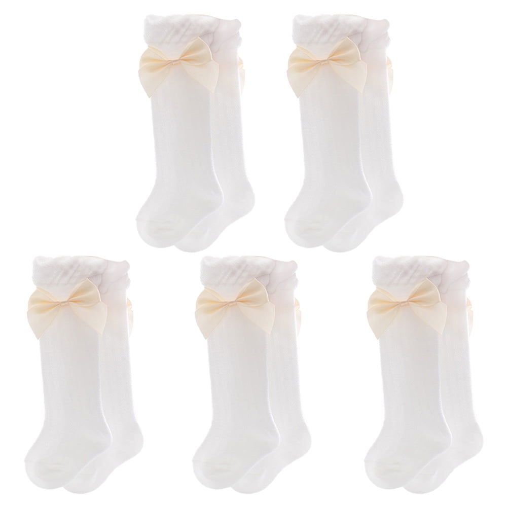 5 Pairs of girls' socks Knee-high tube socks Double needle - Walmart.com