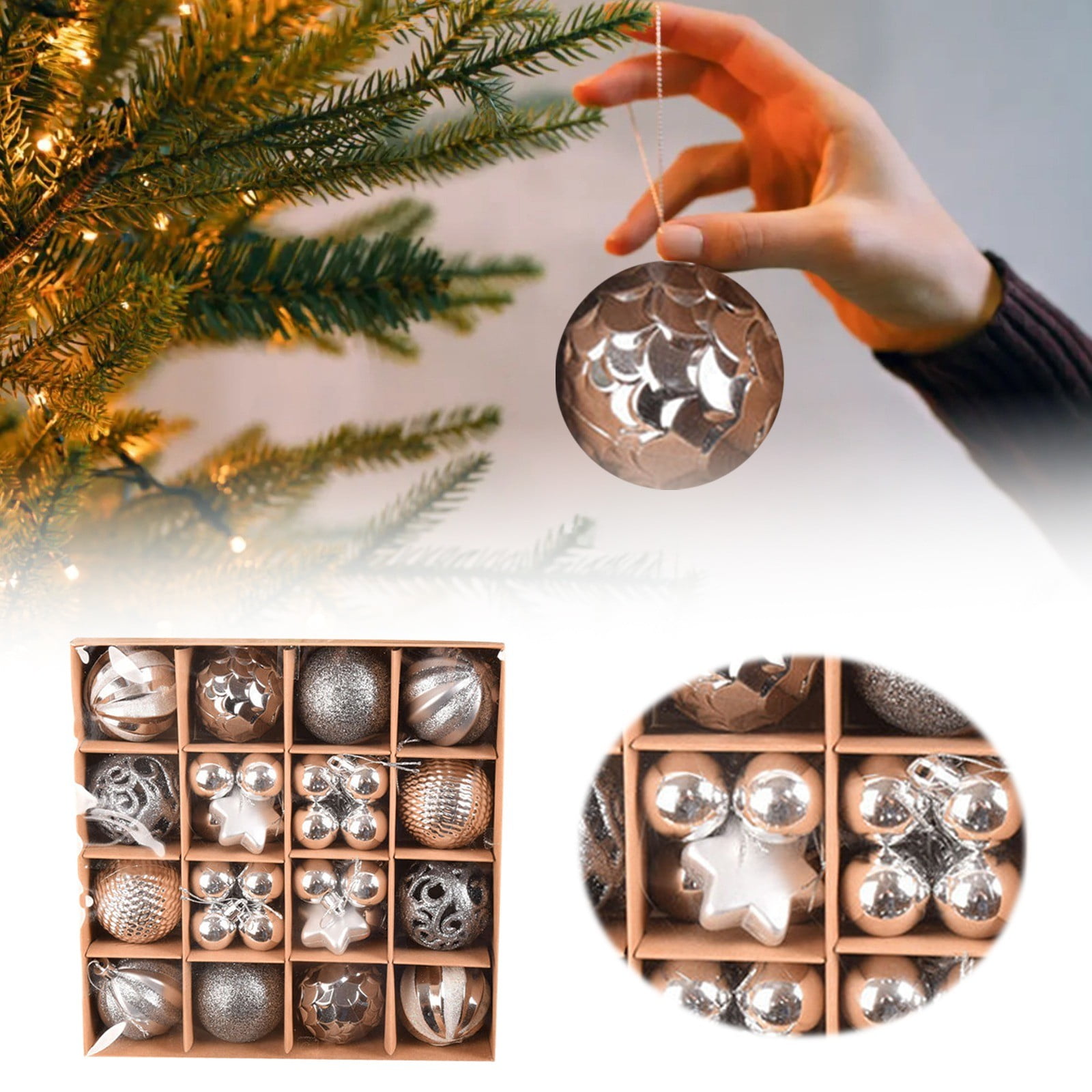 42 Piece Christmas Tree Ornament Set for Festive Wedding and Party ...