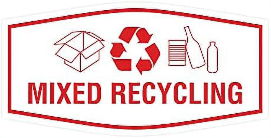 Fancy Mixed Recycling Sign (White/Red) - Large - Walmart.com
