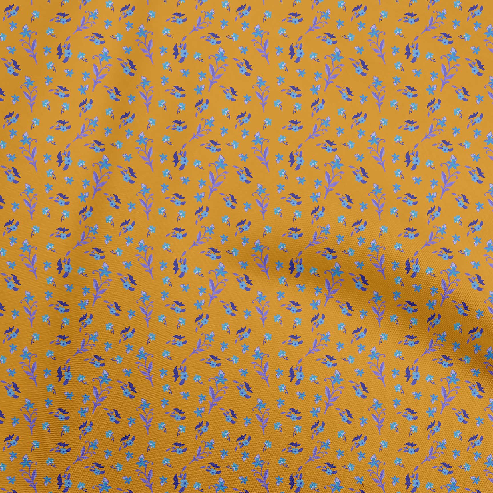 oneOone Viscose Jersey Mustard Yellow Fabric Floral Diy Clothing ...
