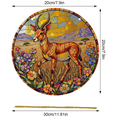 Acrylic Round Hanging Ornament, Stained Glass Style Antelope Floral ...