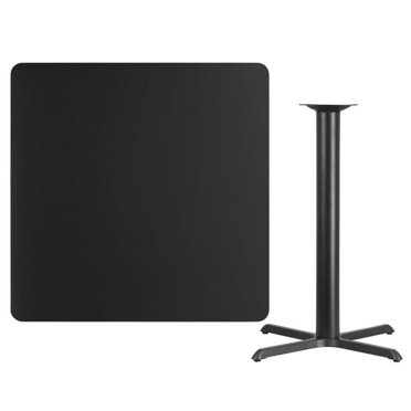 42" Square Black Laminate Table Top With Table Height Round Base ...