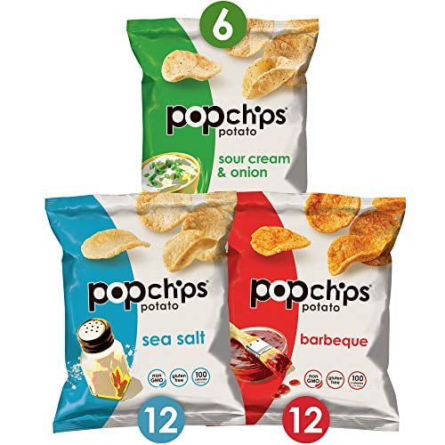 Popchips Potato Chips Variety Pack Single Serve Bags , 3 Flavors: 12 ...