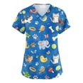 AHMOMEI Scrub Top Women Stretchy Cartoon Animal Print Womens Scrubs V ...