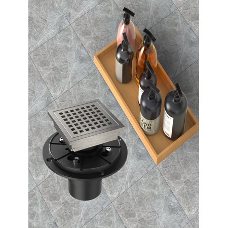 Square Shower Floor Drain, Brushed Nickel High Flow Shower Drain Kit ...