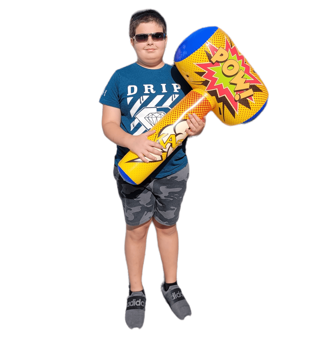 Huge Super Hero Inflatable Bopper (30" x 17") Inflate Hammer, Mullet ...