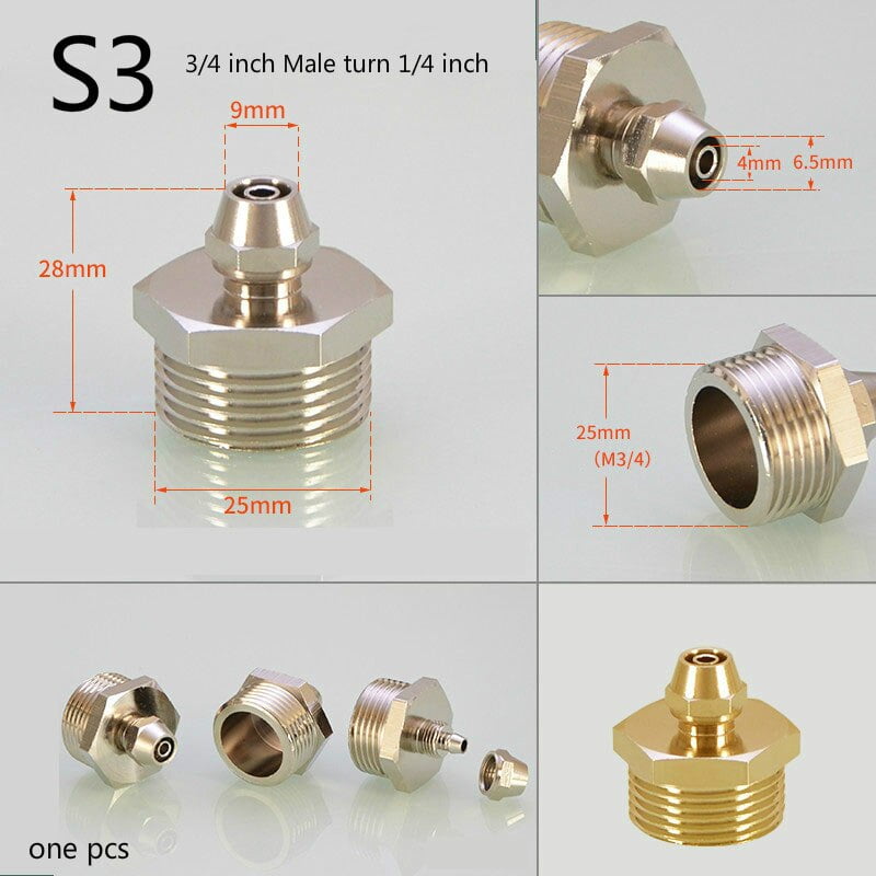 3/4 1/2 inch Male & Female Thread turn 1/4 inch Brass pipe fitting ...