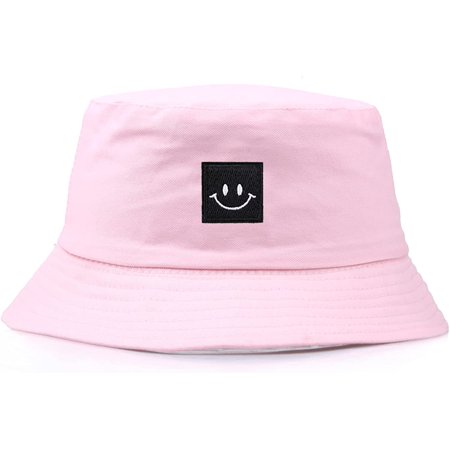 XGBB Unisex Embroidered Smiley Face Bucket Hat Panama Cap Sun Prevent ...