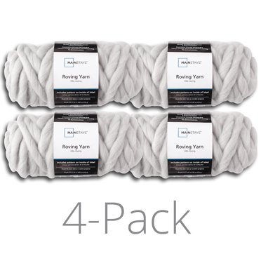 Mainstays Roving Yarn Value Bundle, 100% Acrylic, 26 yd, Soft Silver ...