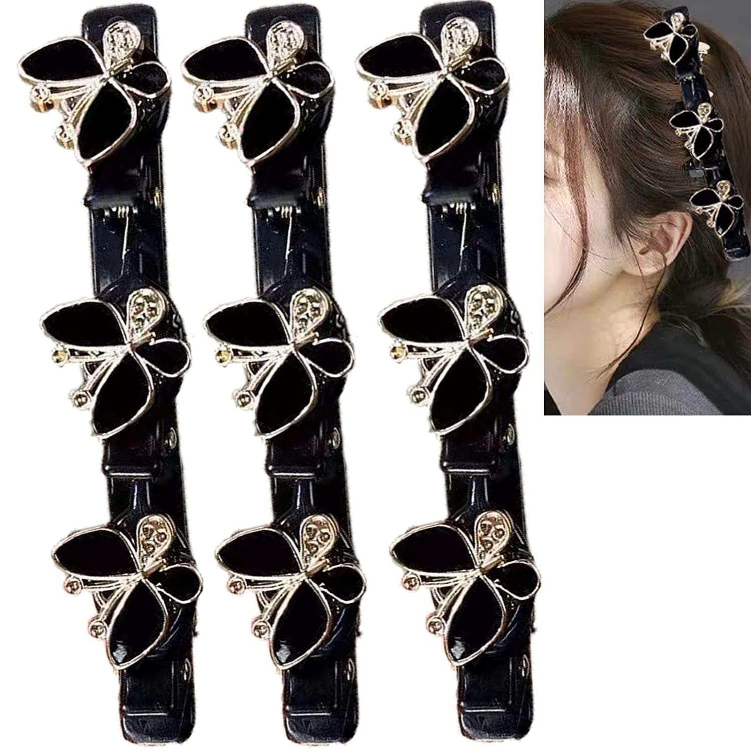 3PCS Double Layer Band Twist Plait Headband Hairpin Alligator Hair Claw ...