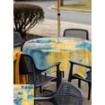 Blue Yellow Abstract Oil Painting Square Outdoor Tablecloth with ...