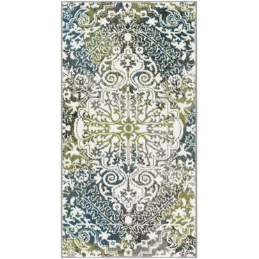 Lr Home Gala Distressed Floral 8 Feet x 10 Feet Blue & Beige Area Rug ...
