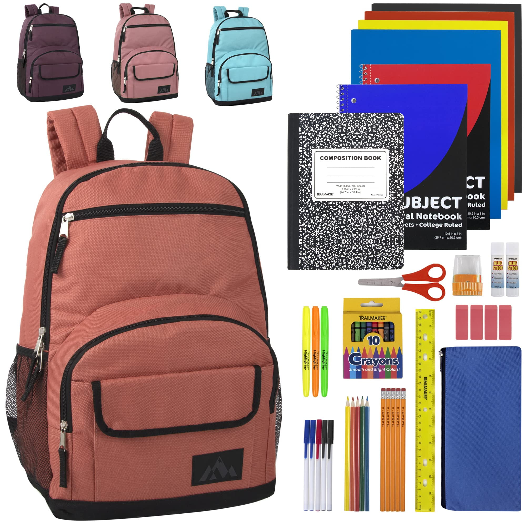 Trail maker 12 Pack Bulk Backpacks with School Supplies for Kids ...