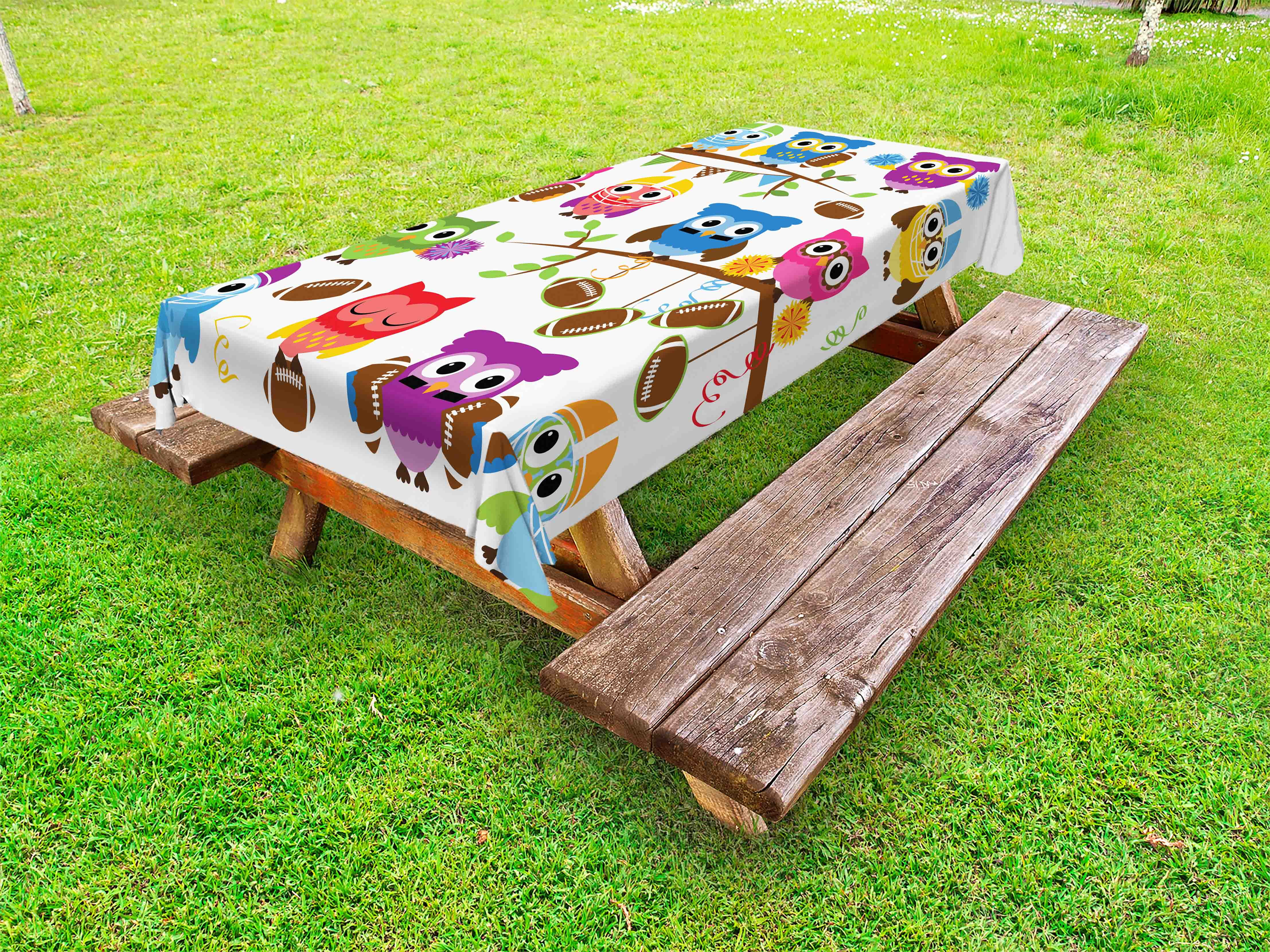 Owls Outdoor Tablecloth, Sporty Owls Cheerleader League Team Coach ...