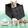 "PinkSheep 15"" Black Faux Leather Folding Storage Ottoman Cube ...