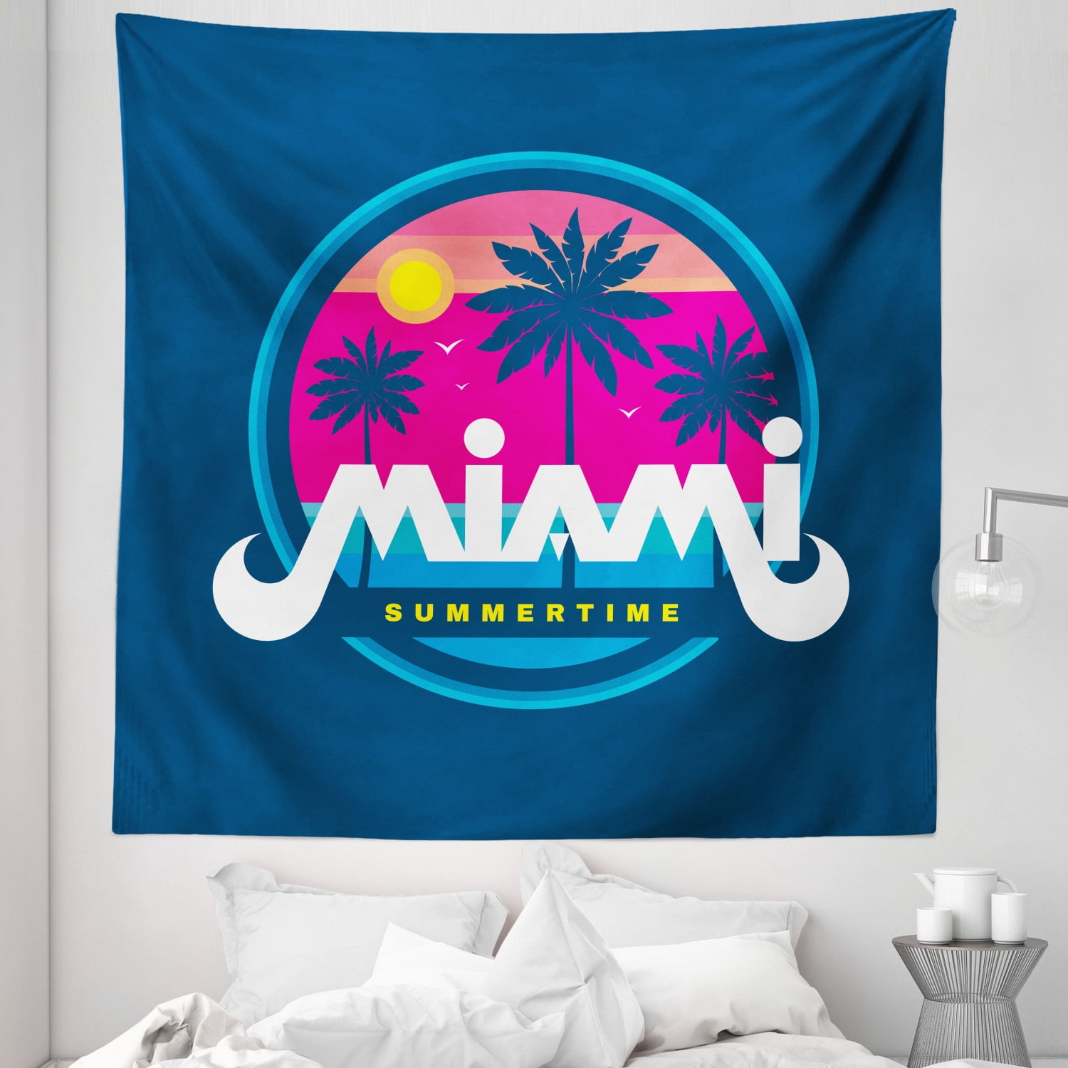 Vintage Florida Tapestry, Miami Summertime Coast Ocean Love Typography ...