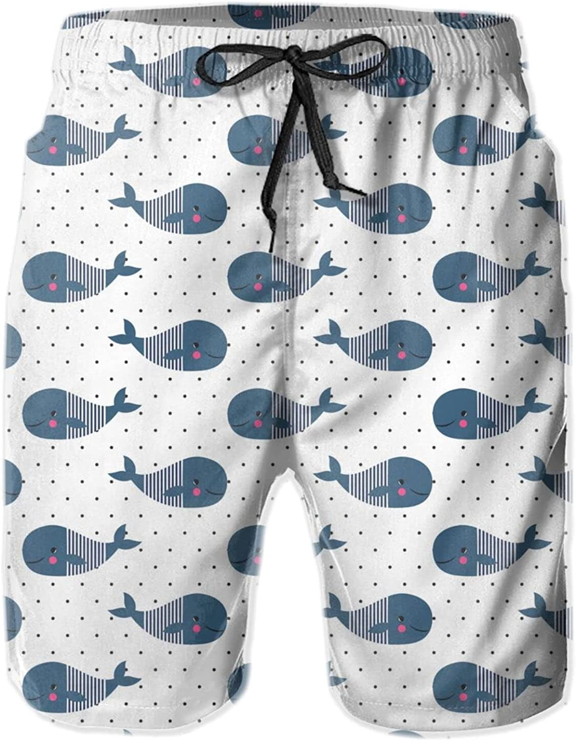 Men's Cartoon Whale Swim Trunks Quick Dry Swim Shorts Casual Beach ...