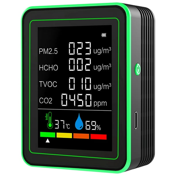 Monitor 6 Del CO2 HCHO TVOC PM2.5 en 1 Temperatura La Humedad Aire | Walmart en línea