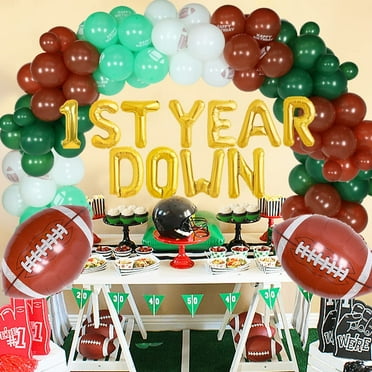 PIXHOTUL First Year Down Football Decorations, Football 1st Birthday ...