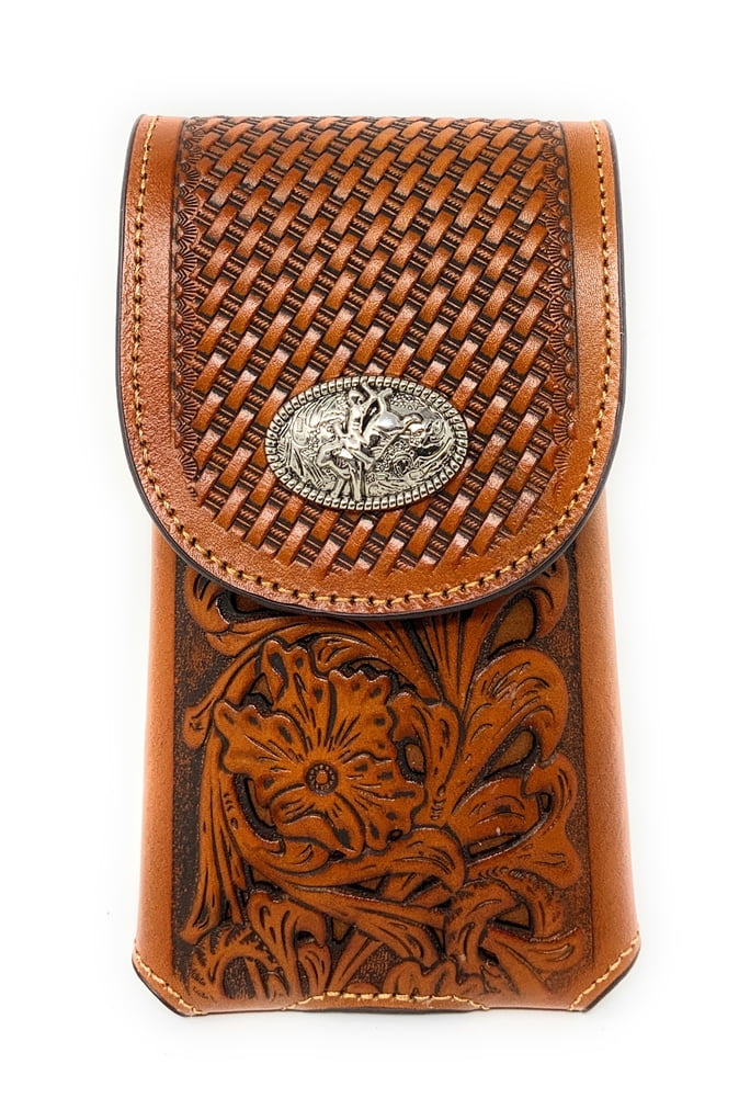 Texas West Western Cowboy Tooled Floral Leather Rodeo Concho Belt Loop ...