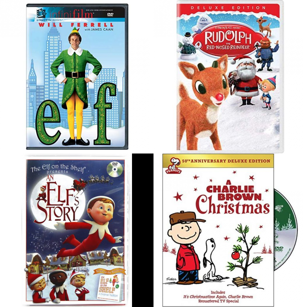 Christmas Holiday Movies DVD 4 Pack Assorted Bundle: Elf, Rudolph the ...