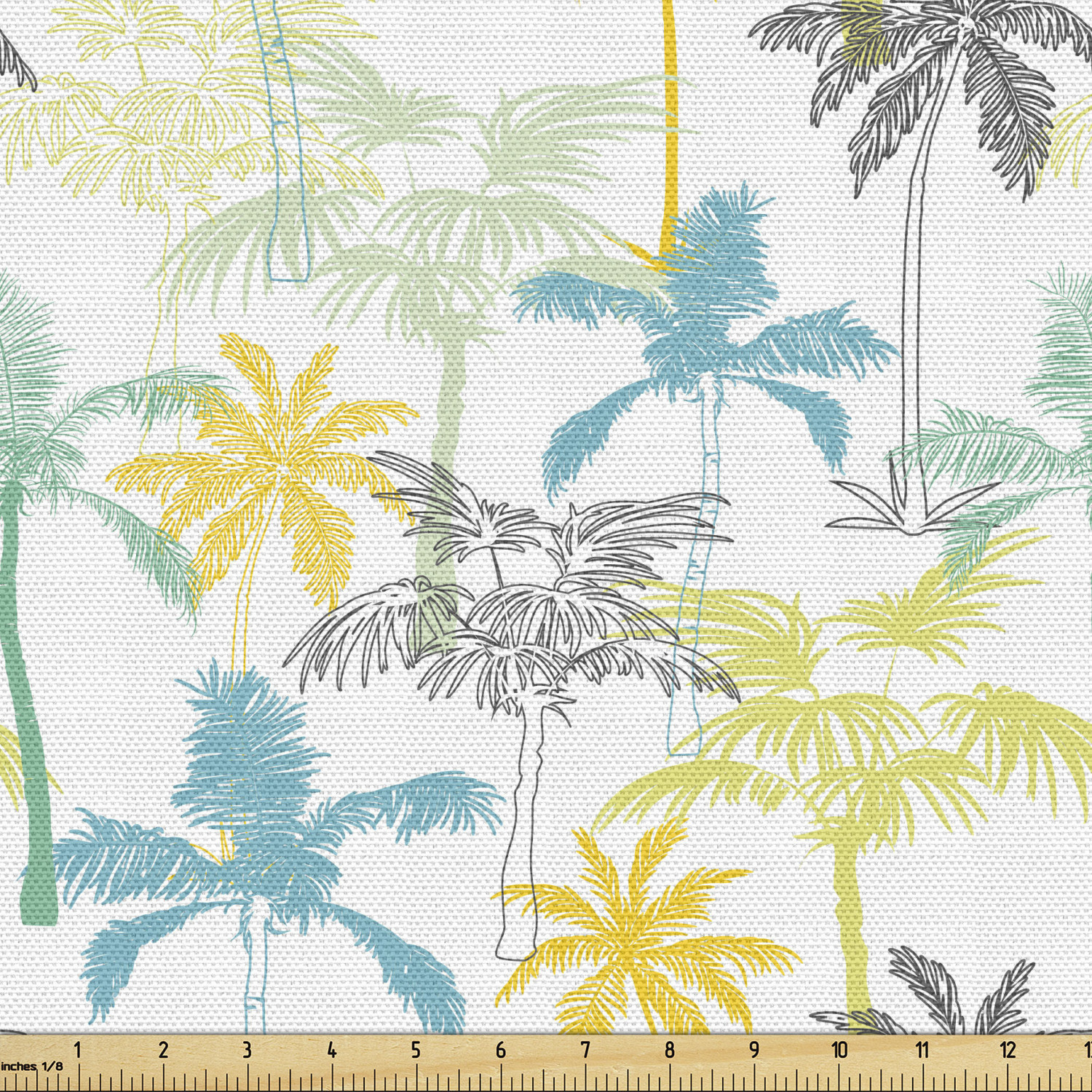 Hawaiian Sofa Upholstery Fabric by the Yard, Colorful Island Palm Trees ...