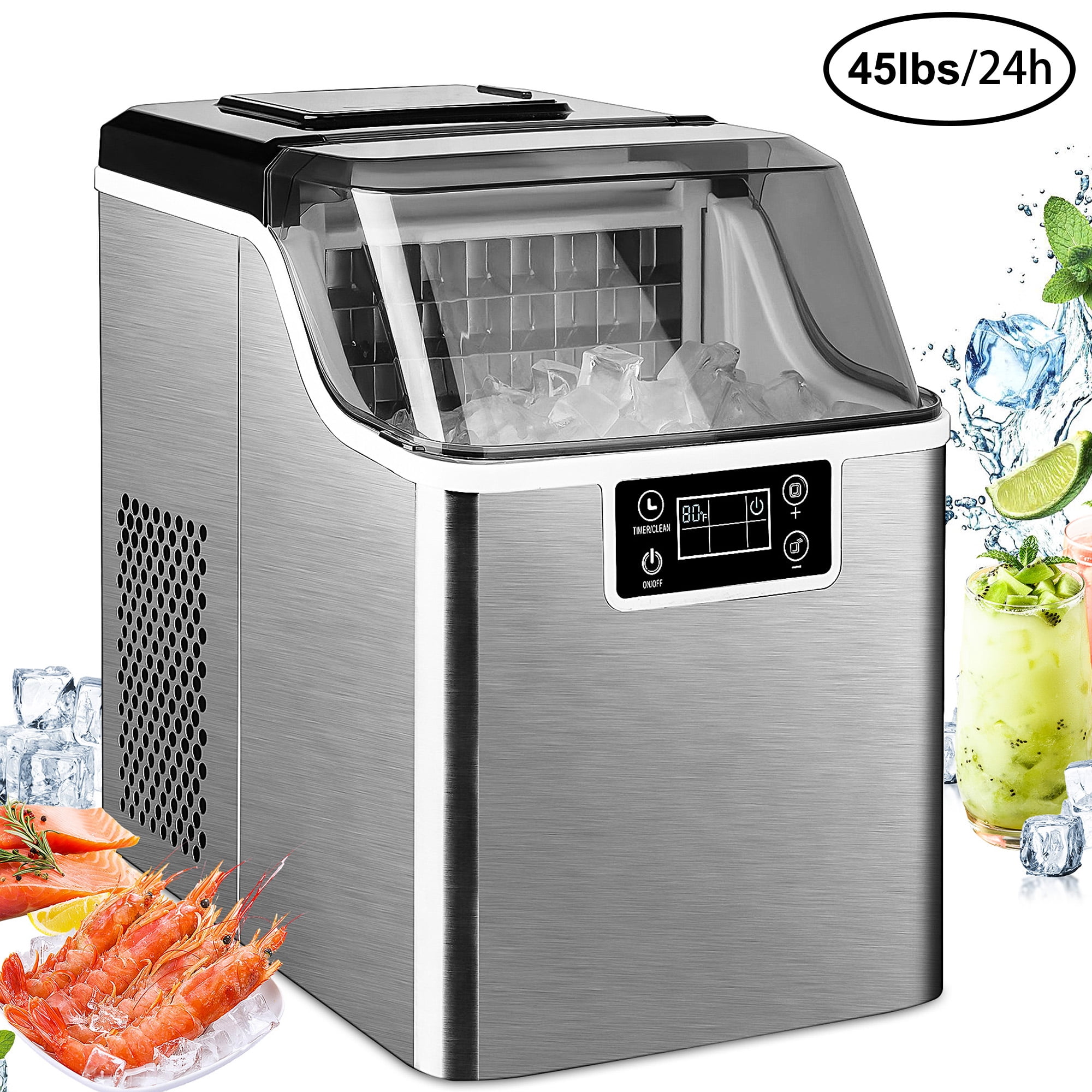 Countertop Ice Maker Machine, HSUNNS 45 lbs/24h Portable Compact Ice ...